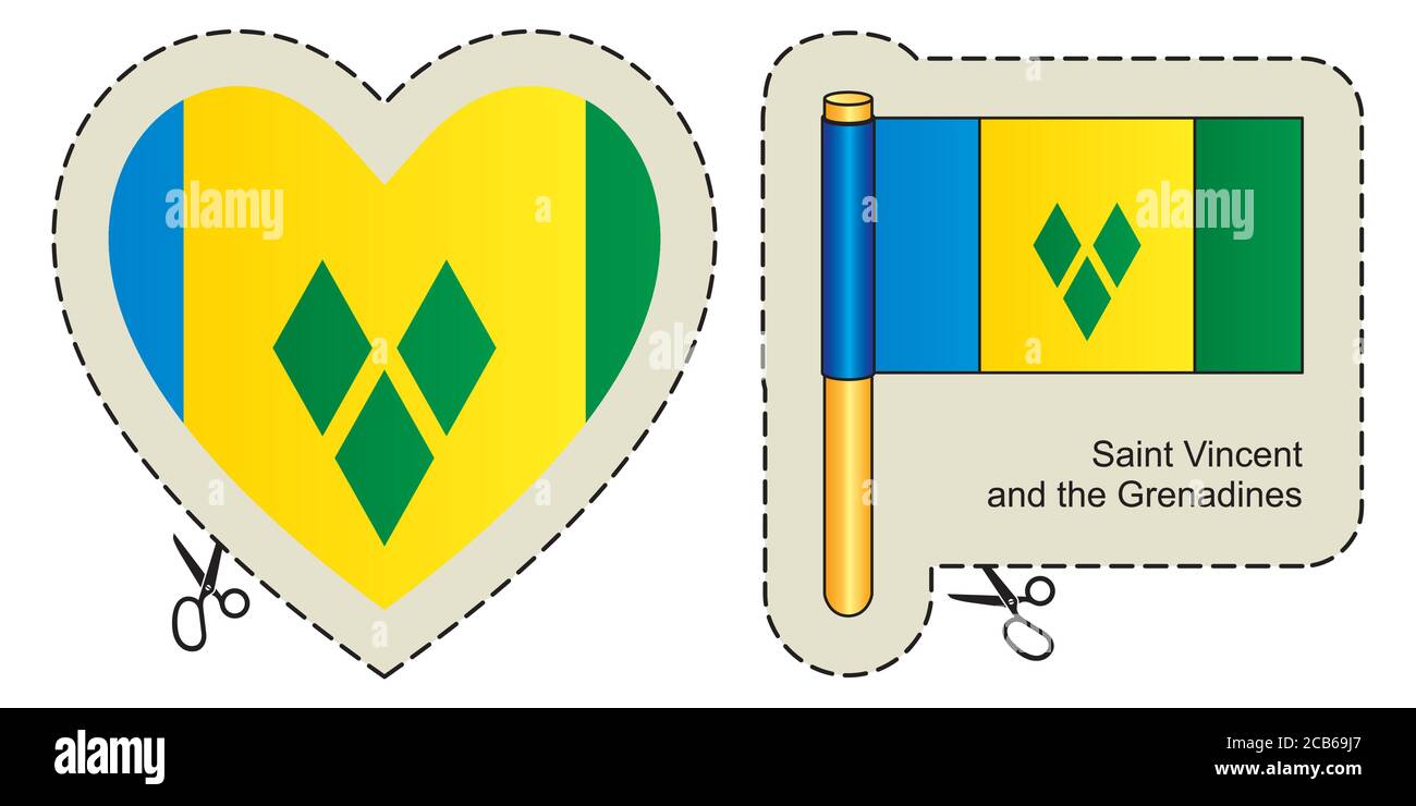 Flag of Saint Vincent and the Grenadines. Vector cut sign here ...