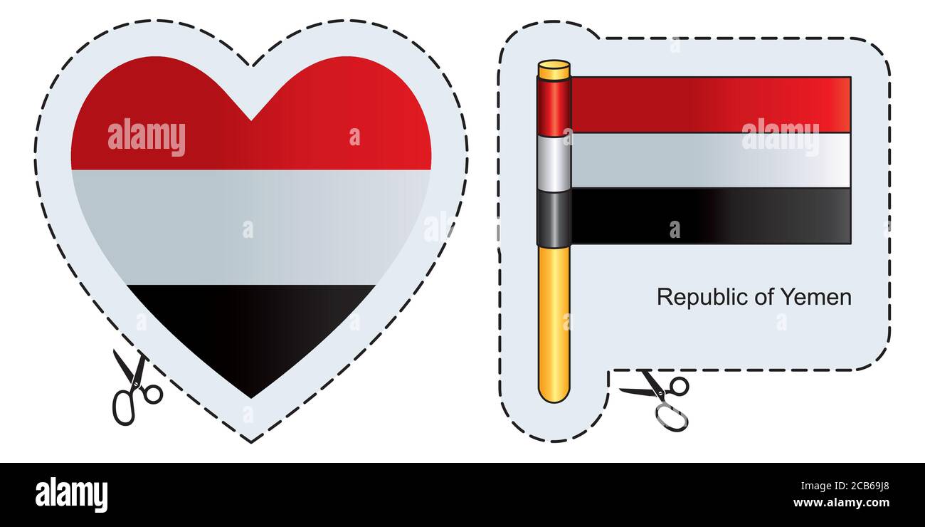 Flag of Yemen. Vector cut sign here, isolated on white. Can be used for ...