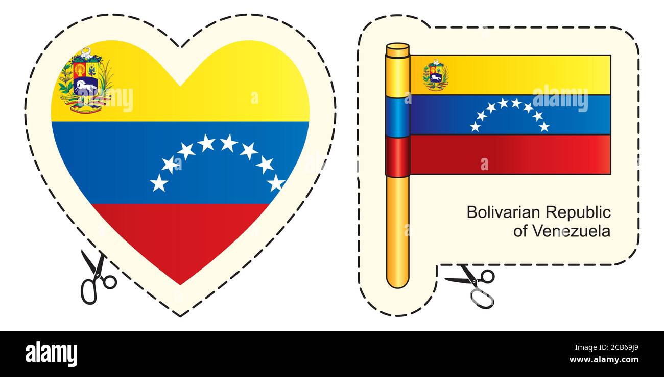 Flag of Venezuela. Vector cut sign here, isolated on white. Can be used ...