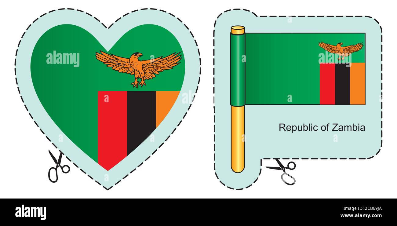 Flag of Zambia. Vector cut sign here, isolated on white. Can be used ...