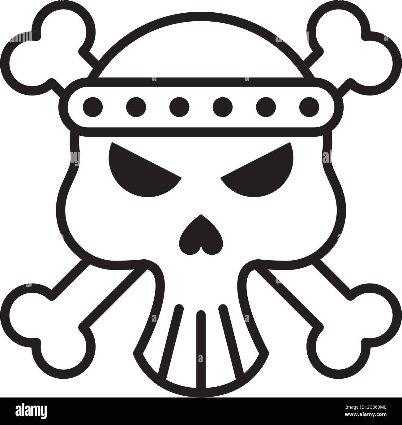 death skull head with bones crossed line style icon vector illustration ...