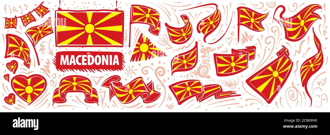 Vector set of the national flag of Macedonia in various creative ...