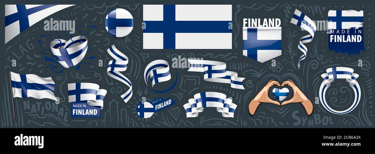 Vector set of the national flag of Finland in various creative designs ...