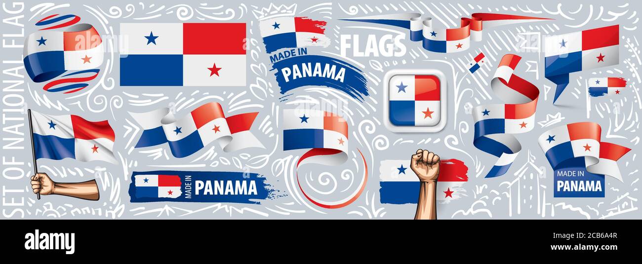 Vector set of the national flag of Panama in various creative designs ...