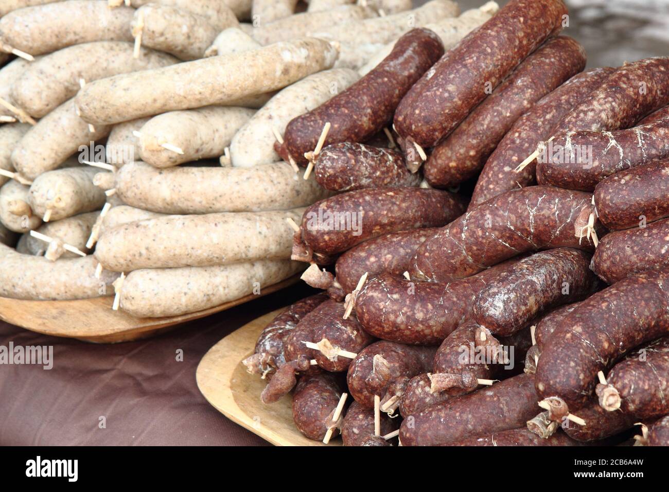white and black pudding (czech traditional food) as nice background ...