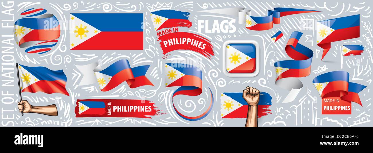 Vector set of the national flag of Philippines in various creative ...