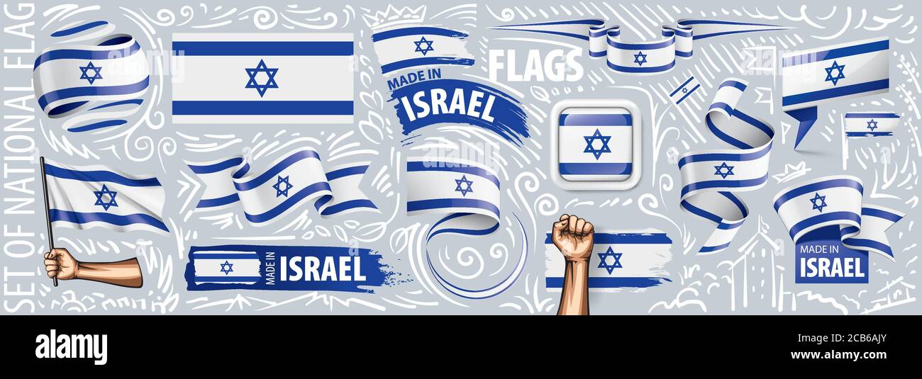 Vector set of the national flag of Israel in various creative designs ...
