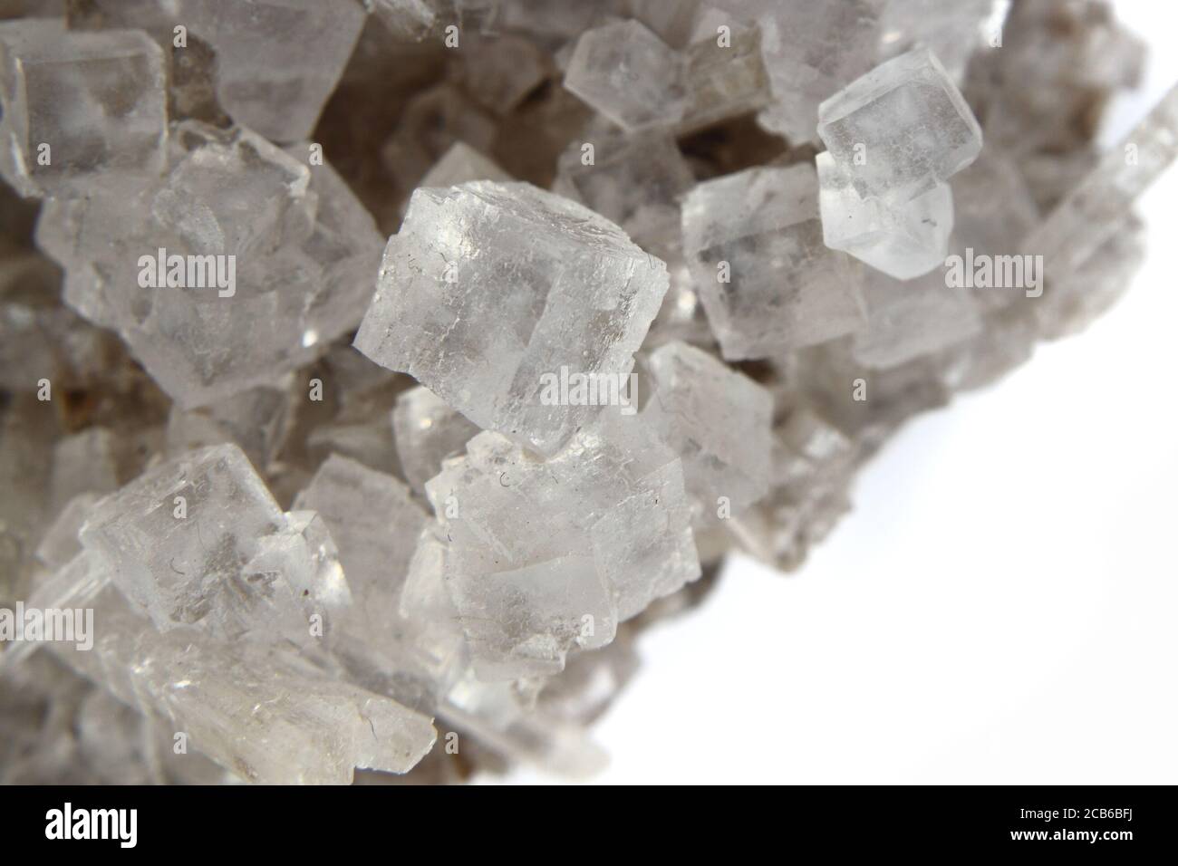 natural salt cubes (mineral, food ingredient) isolated on the white ...