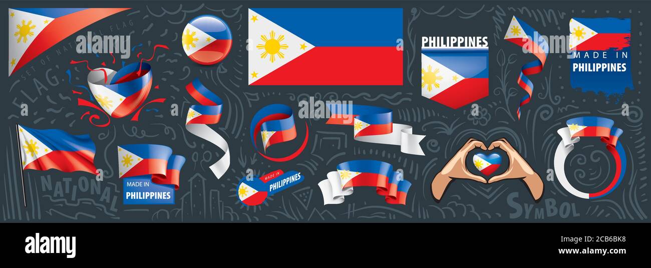 Vector set of the national flag of Philippines in various creative ...