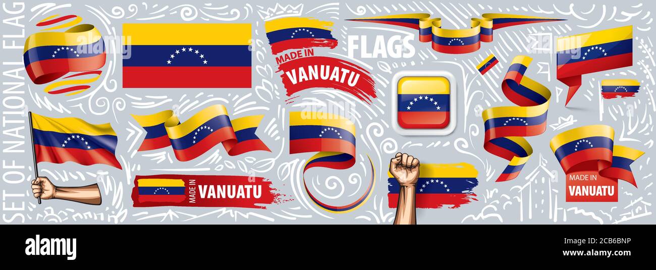 Vector set of the national flag of Venezuela in various creative ...