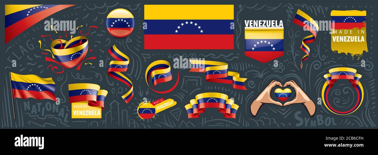 Vector set of the national flag of Venezuela in various creative ...