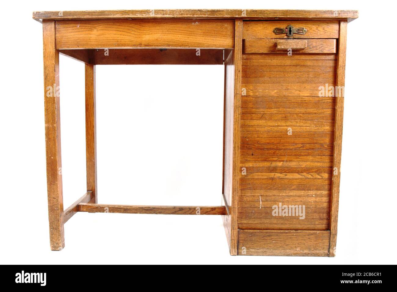 old wooden work table isolated on the white background Stock Photo - Alamy