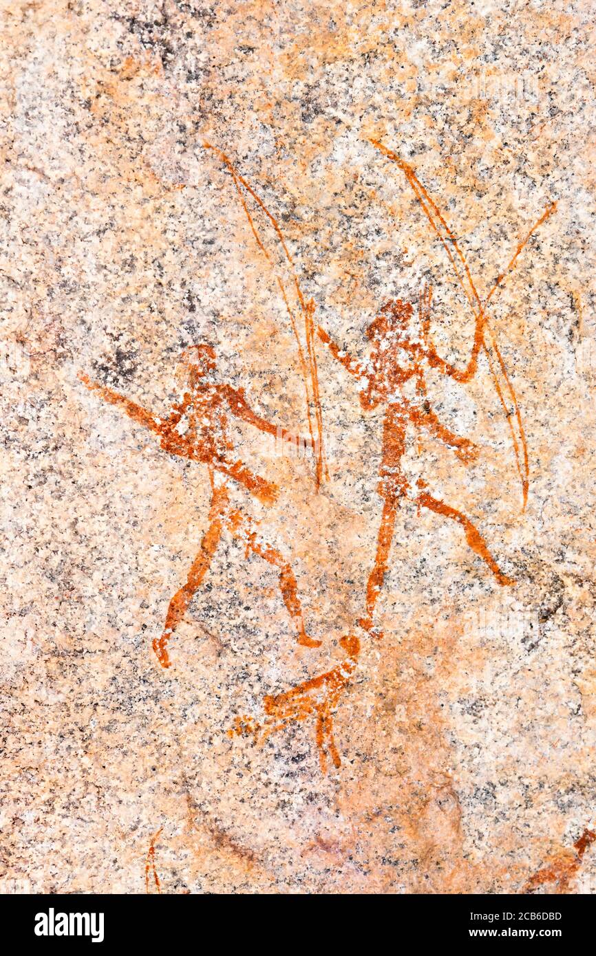 Matobo hills, paintings at rock shelter near Inanke cave, rock art ...