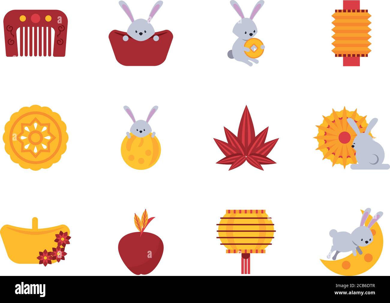 twelve chinese moon festival set icons vector illustration design Stock ...