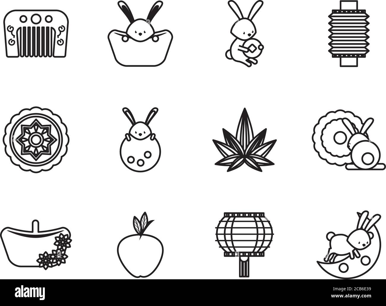 twelve chinese moon festival set icons vector illustration design Stock ...