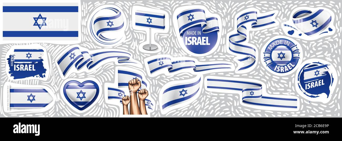 Vector set of the national flag of Israel in various creative designs ...