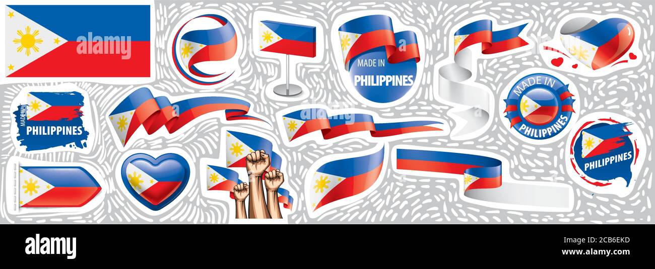 Vector set of the national flag of Philippines in various creative ...