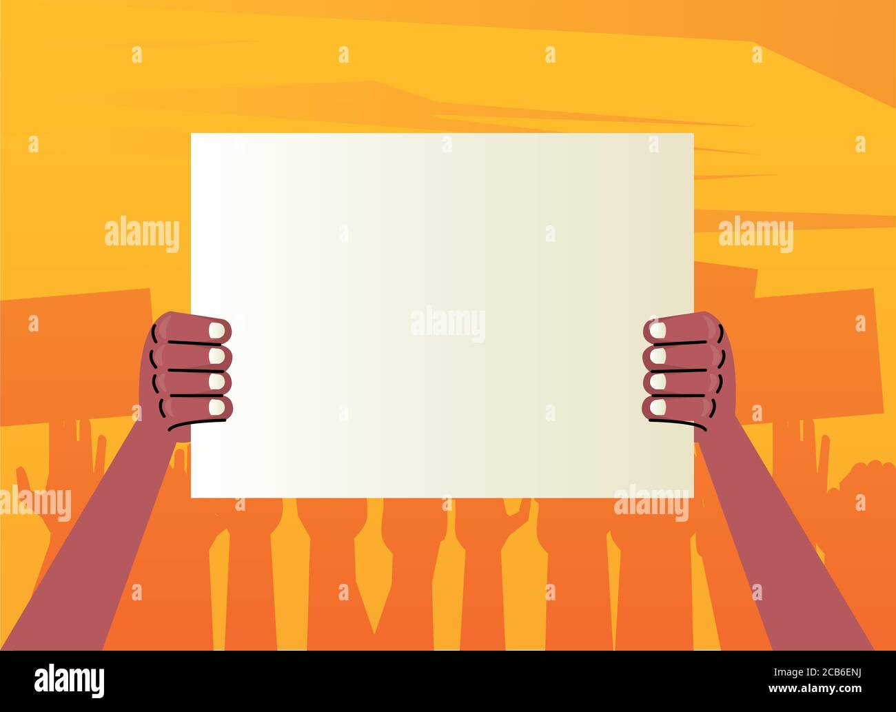 afro hands human protesting lifting banner empty vector illustration ...