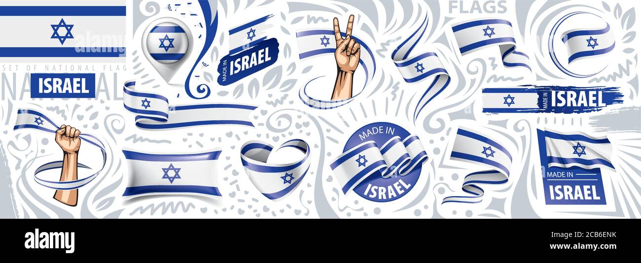 Vector set of the national flag of Israel in various creative designs ...