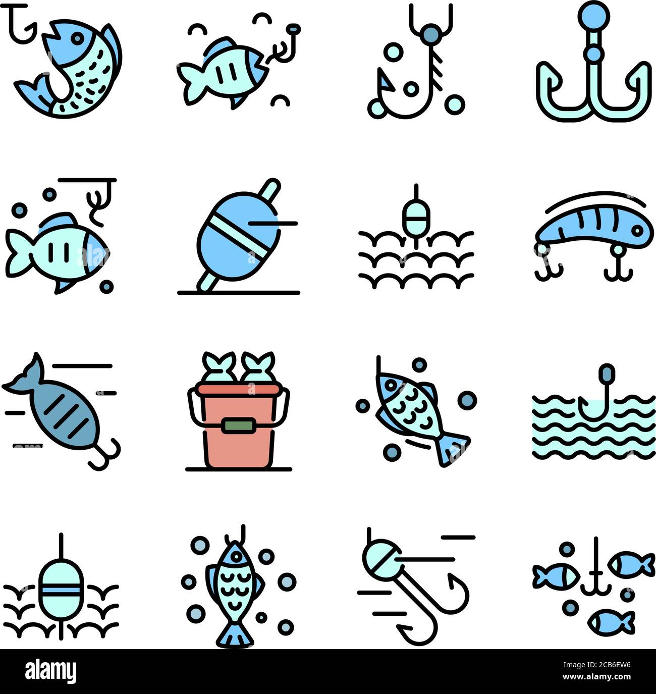 Fish bait icons set vector flat Stock Vector Image & Art - Alamy