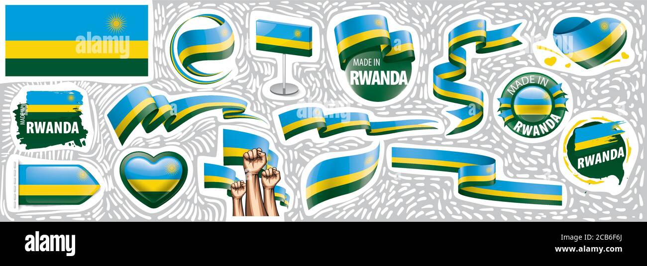 Vector set of the national flag of Rwanda in various creative designs ...