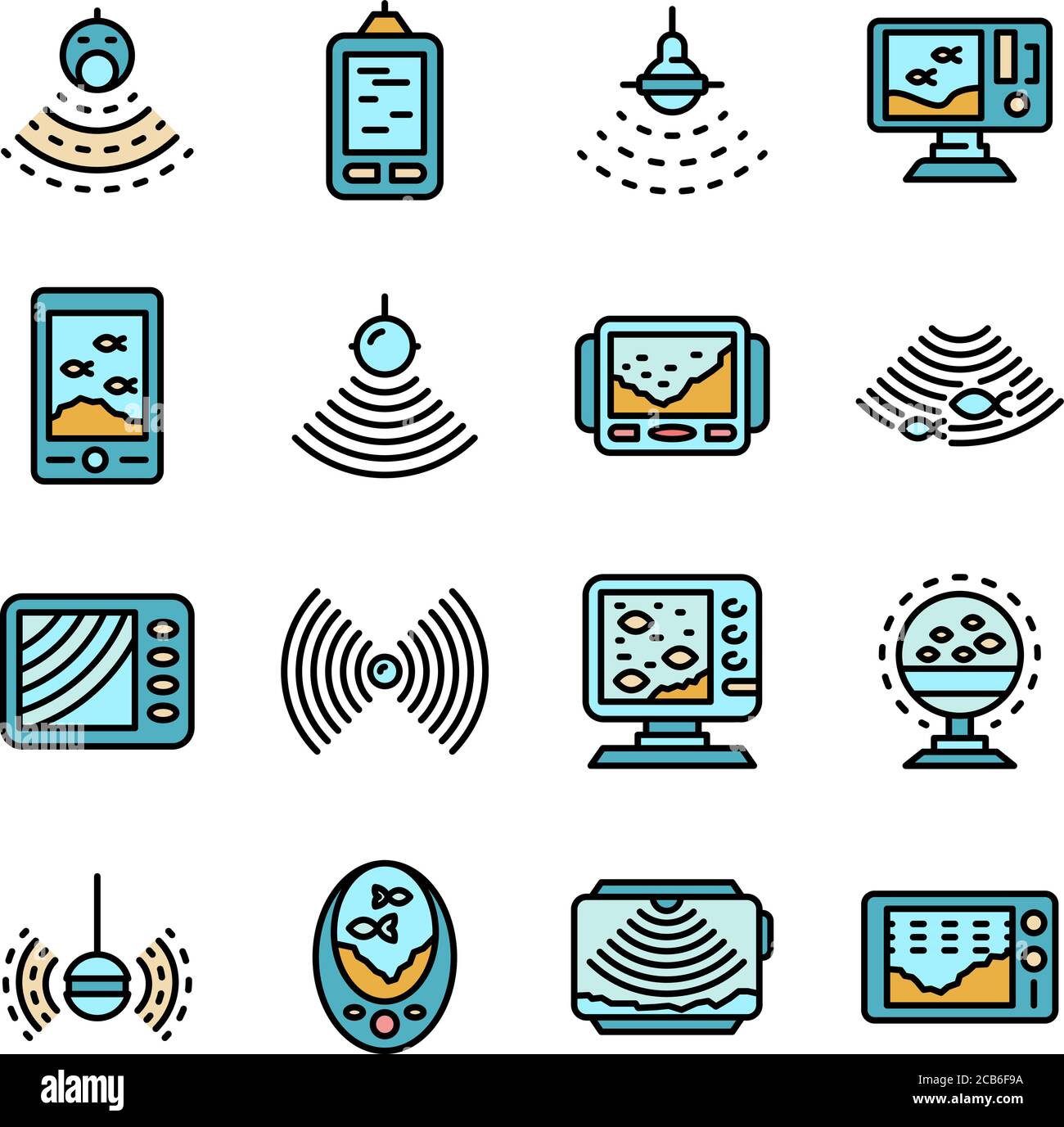 Echo sounder icons set vector flat Stock Vector Image & Art - Alamy