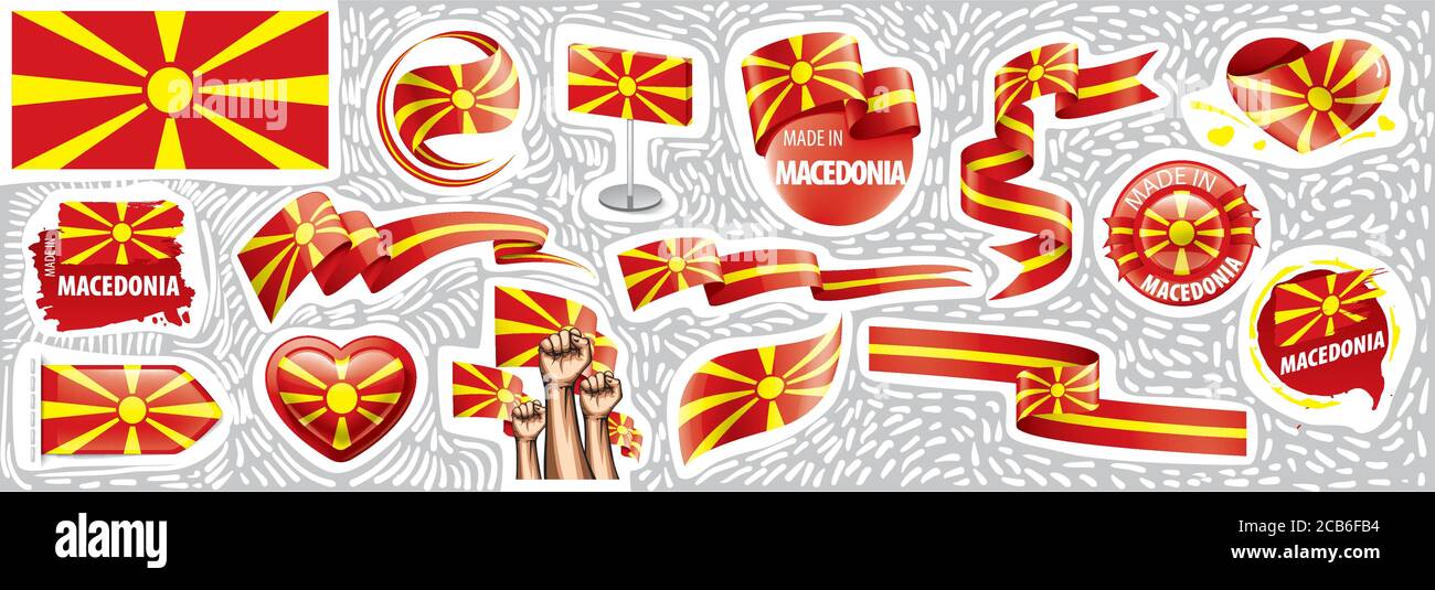 Vector set of the national flag of Macedonia in various creative ...