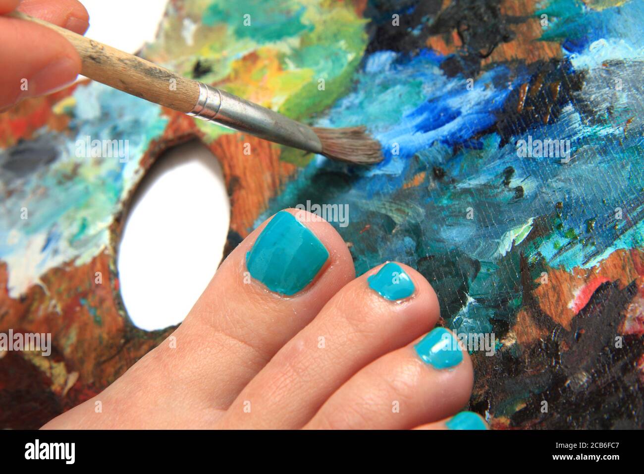 women feet (pedicure) with color palette background Stock Photo - Alamy