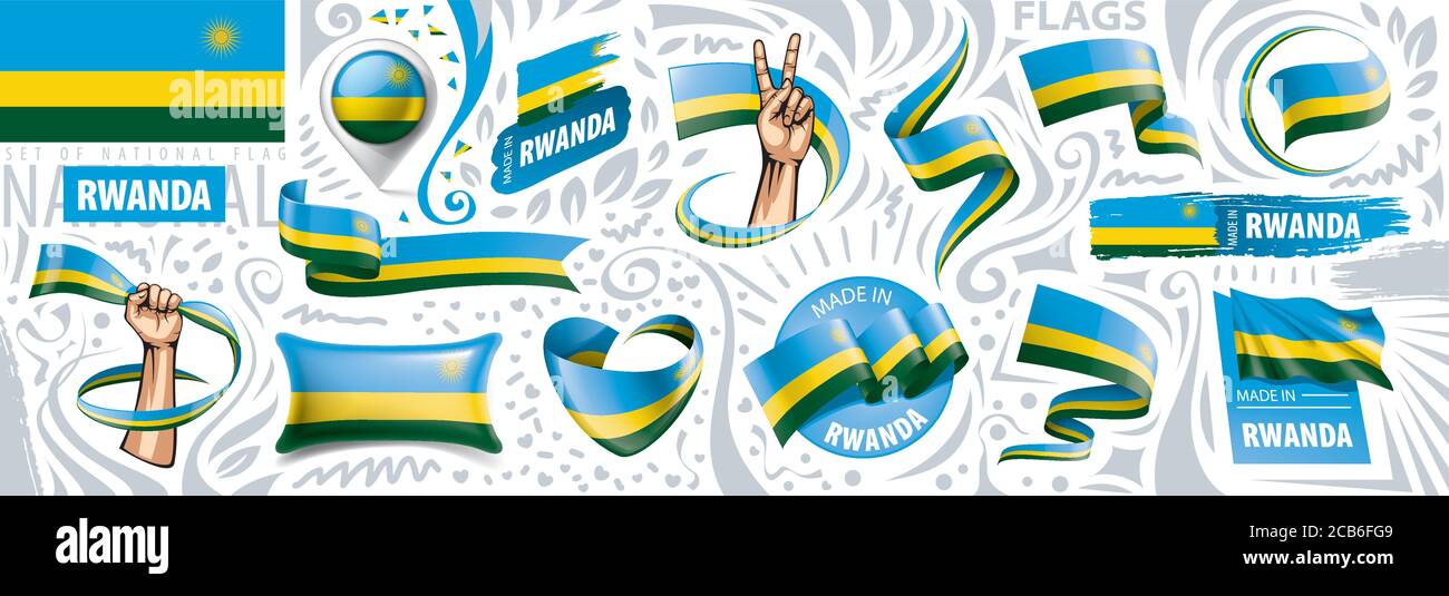 Vector set of the national flag of Rwanda in various creative designs ...