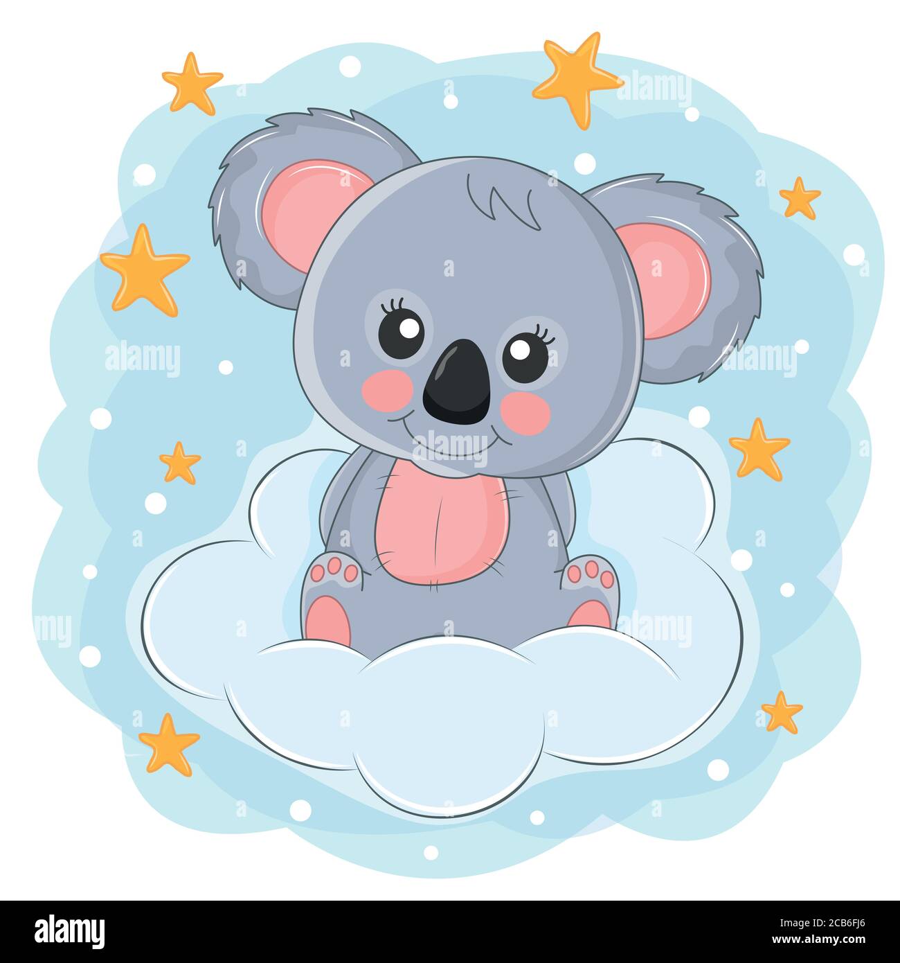 Beautiful cute childish bear koala sitting on a cloud Stock Vector ...