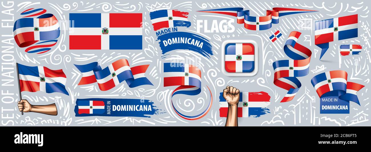 Vector set of the national flag of Dominicana in various creative ...