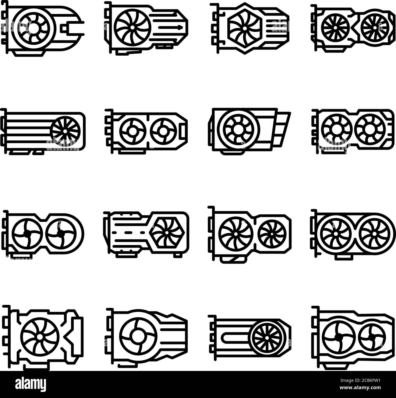 Graphics card icons set, outline style Stock Vector Image & Art - Alamy