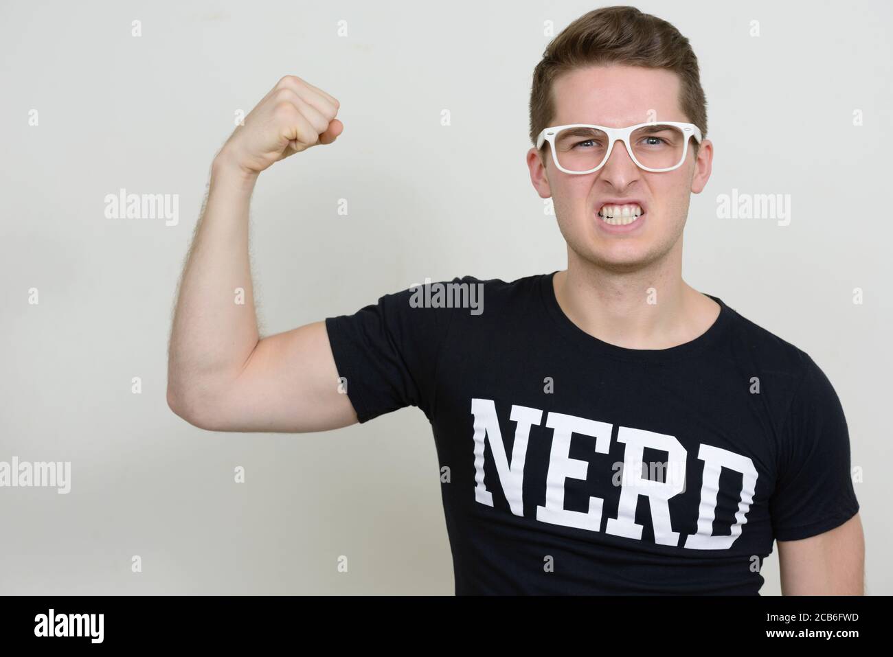 Portrait of young handsome nerd man with eyeglasses Stock Photo - Alamy