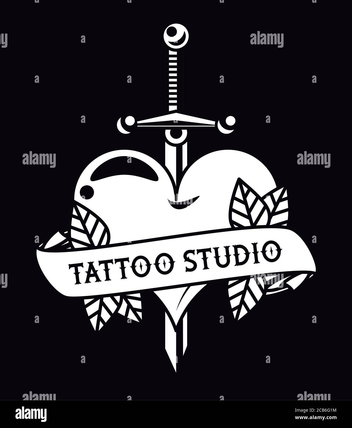 heart love with sword tattoo studio graphic vector illustration design ...