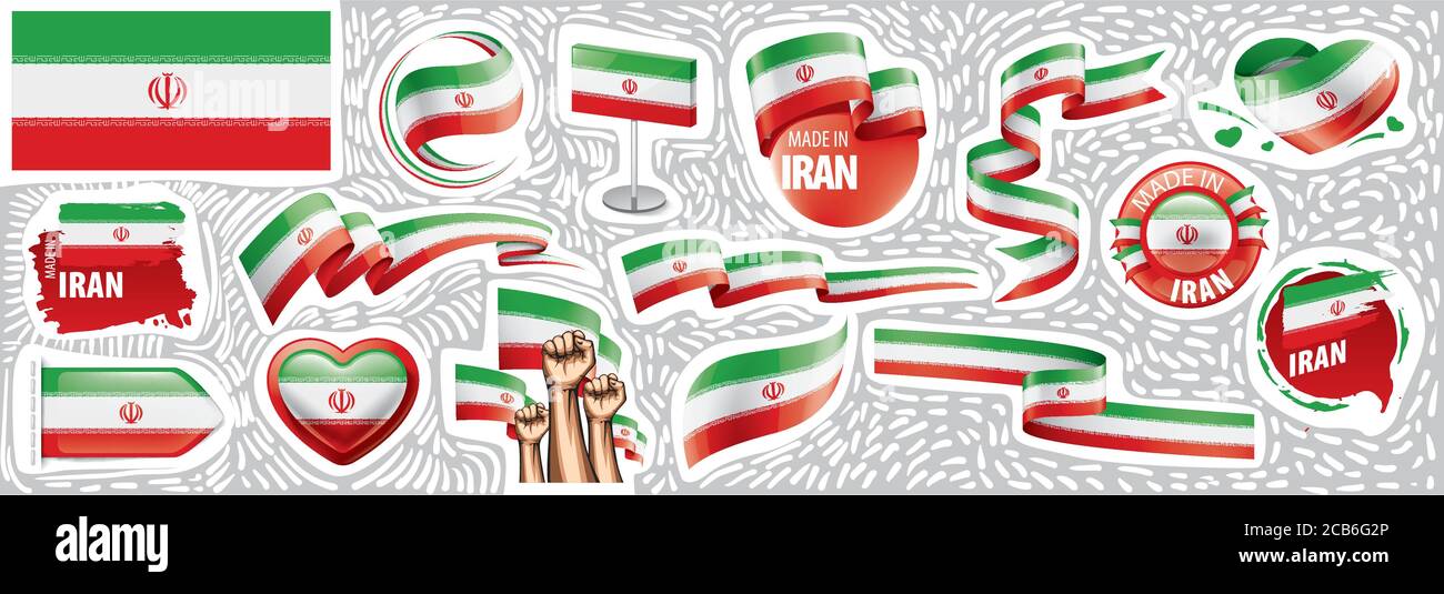 Vector set of the national flag of Iran in various creative designs ...