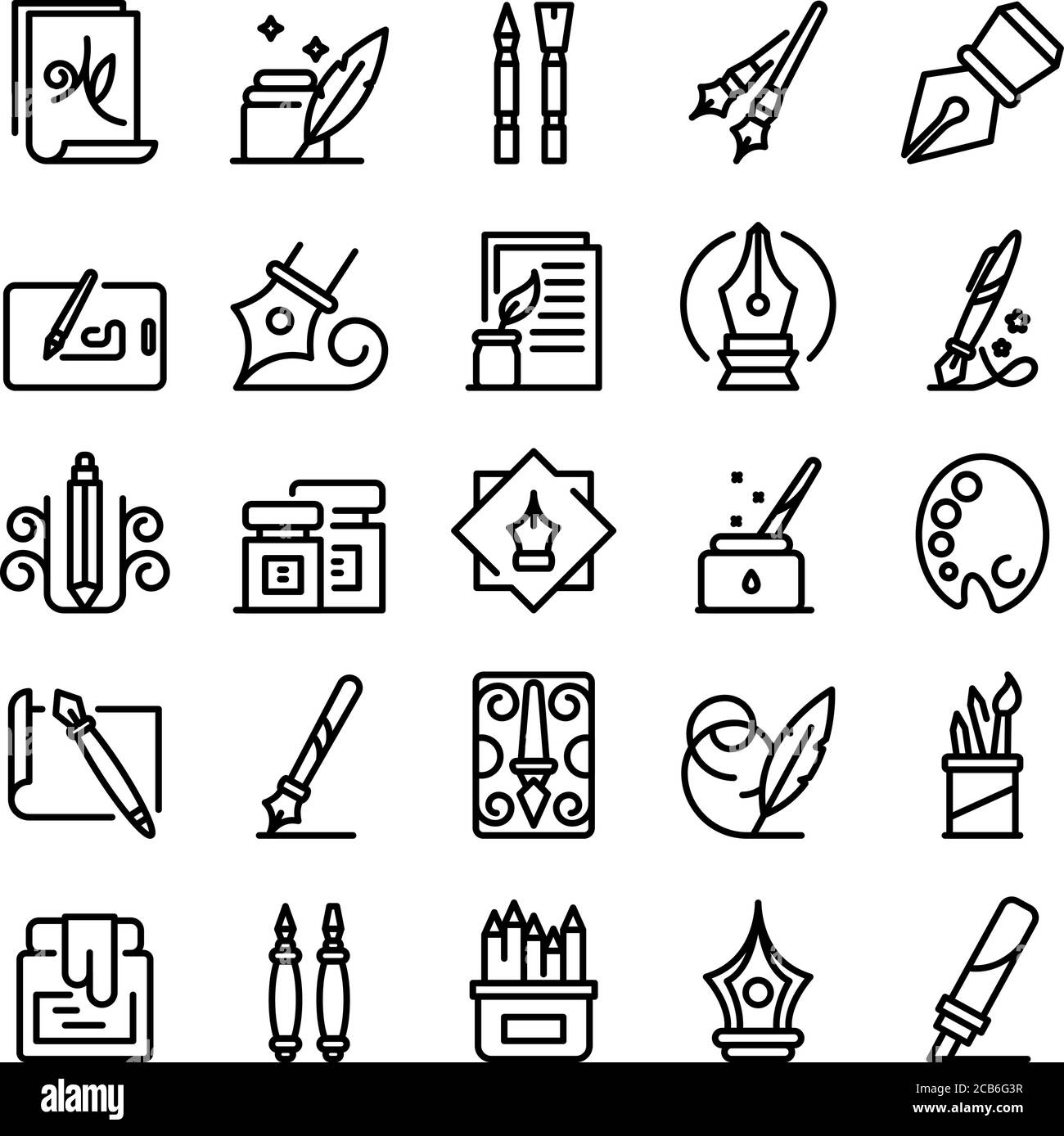 Calligraphy tools icons set, outline style Stock Vector Image & Art - Alamy