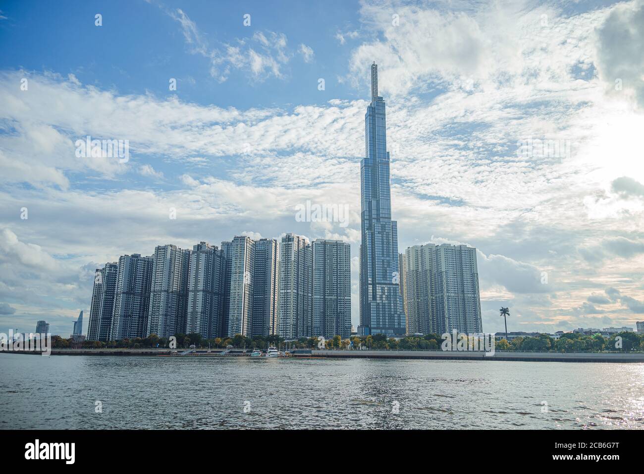 Beautiful blue sky view at Landmark 81 is a super tall skyscraper in ...