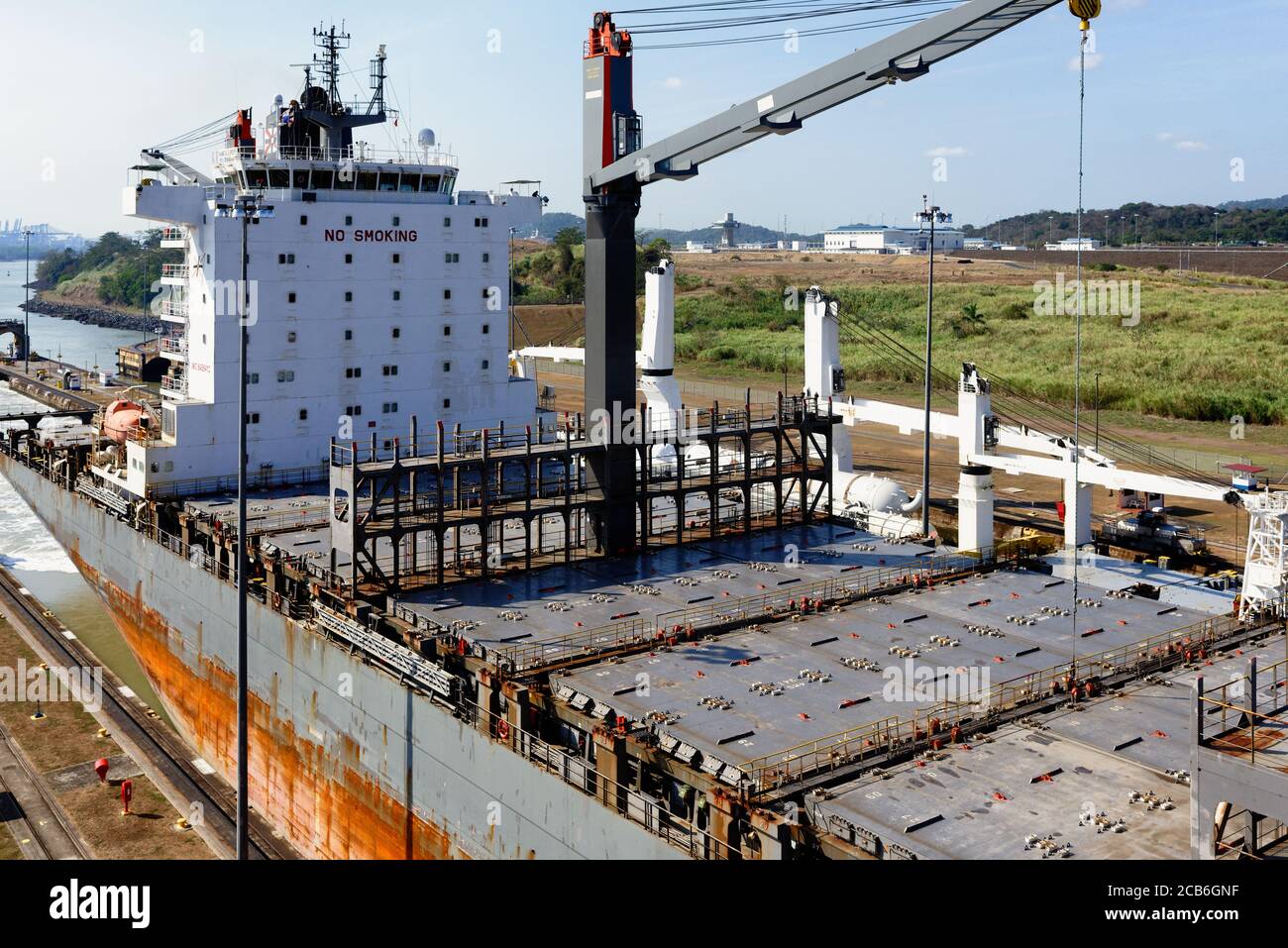 The container ship Hansa Europe passing through the Miraflores lock on ...
