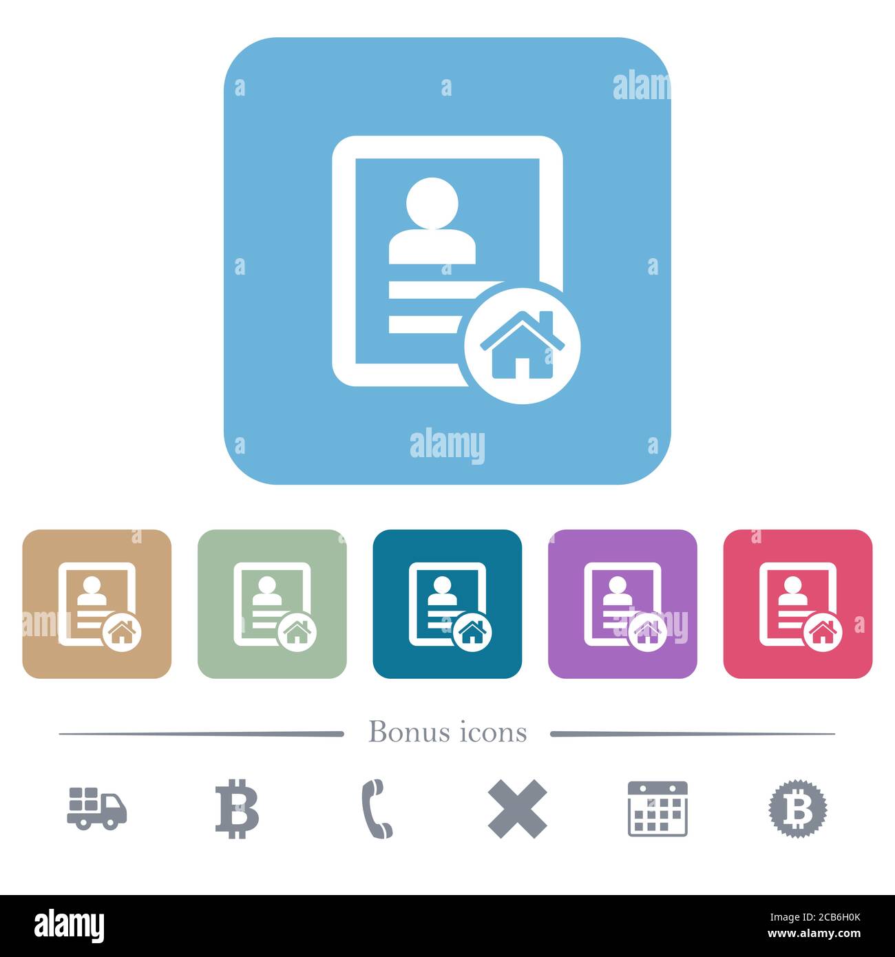 Contact address white flat icons on color rounded square backgrounds. 6 ...