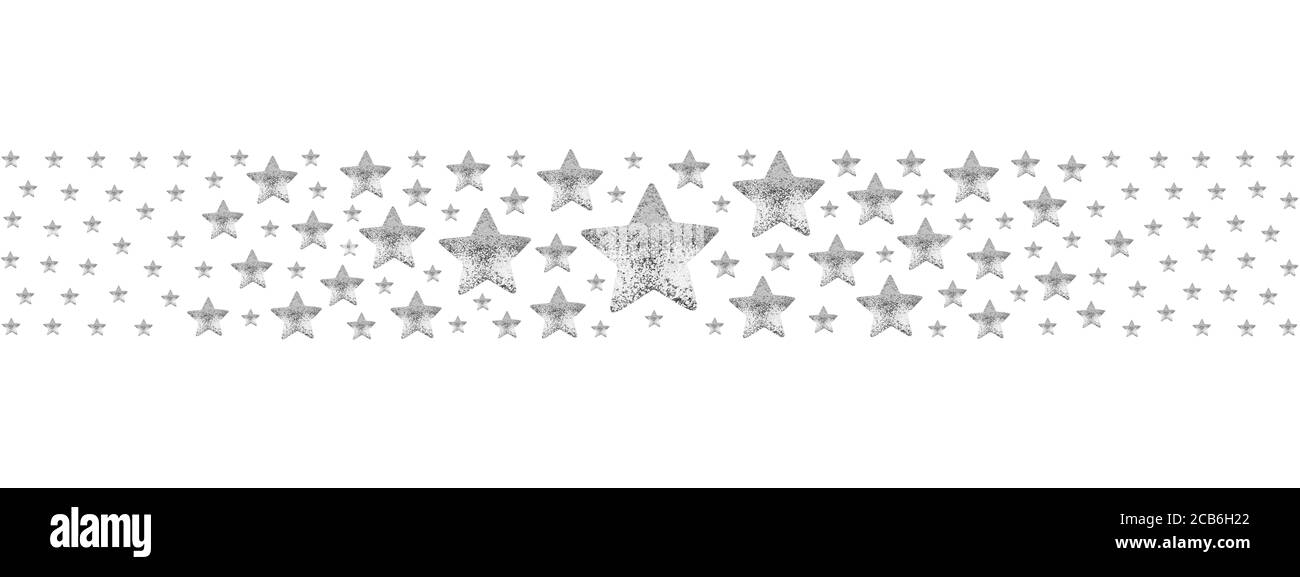 Silver stars border on white background isolated, frame made of shiny ...