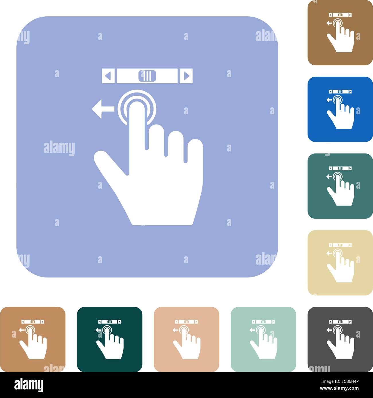right handed scroll left gesture white flat icons on color rounded ...