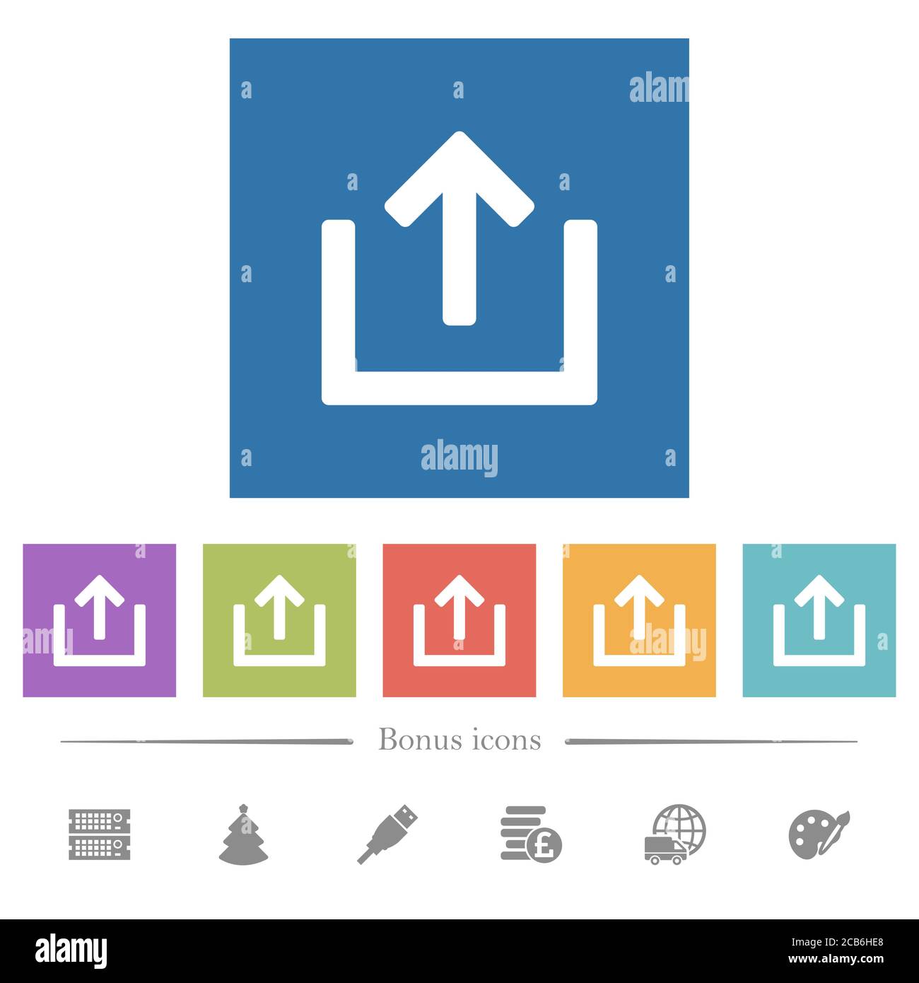 Export item flat white icons in square backgrounds. 6 bonus icons ...