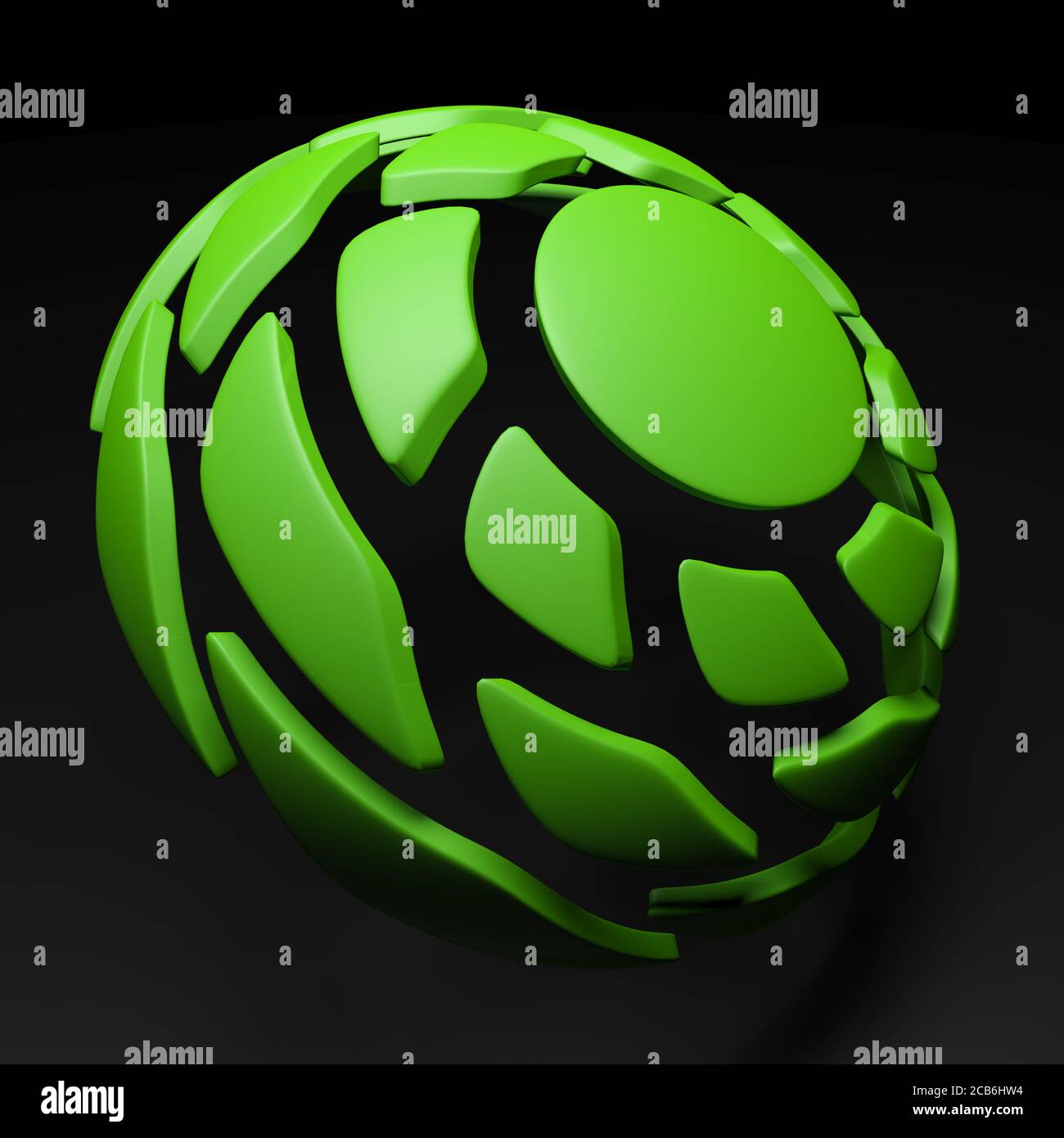 Spiral hemisphere green colored on black background - 3D rendering ...