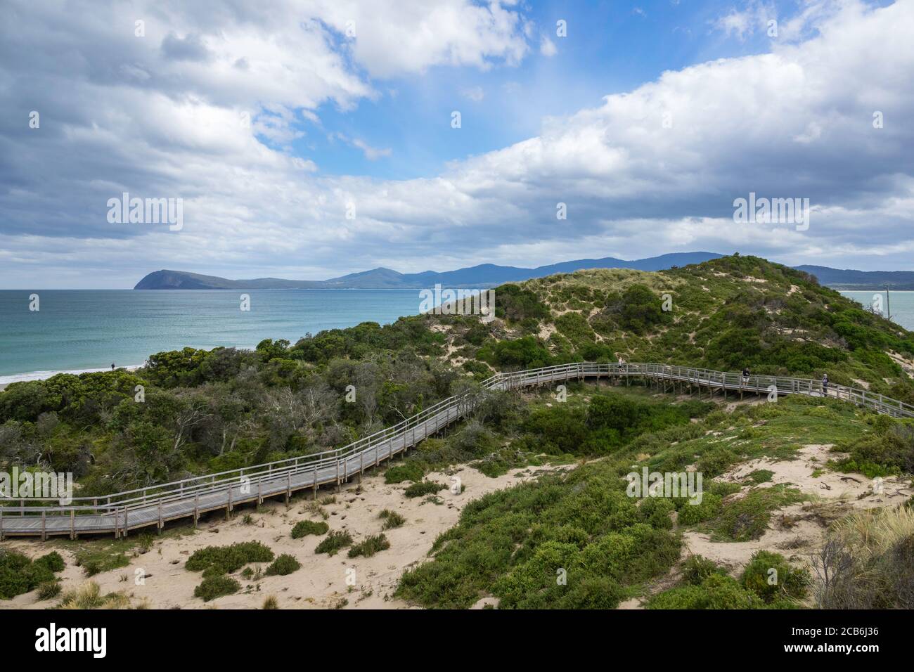 Bruny Island Neck Game Reserve with elevated wooden boardwalk to ...