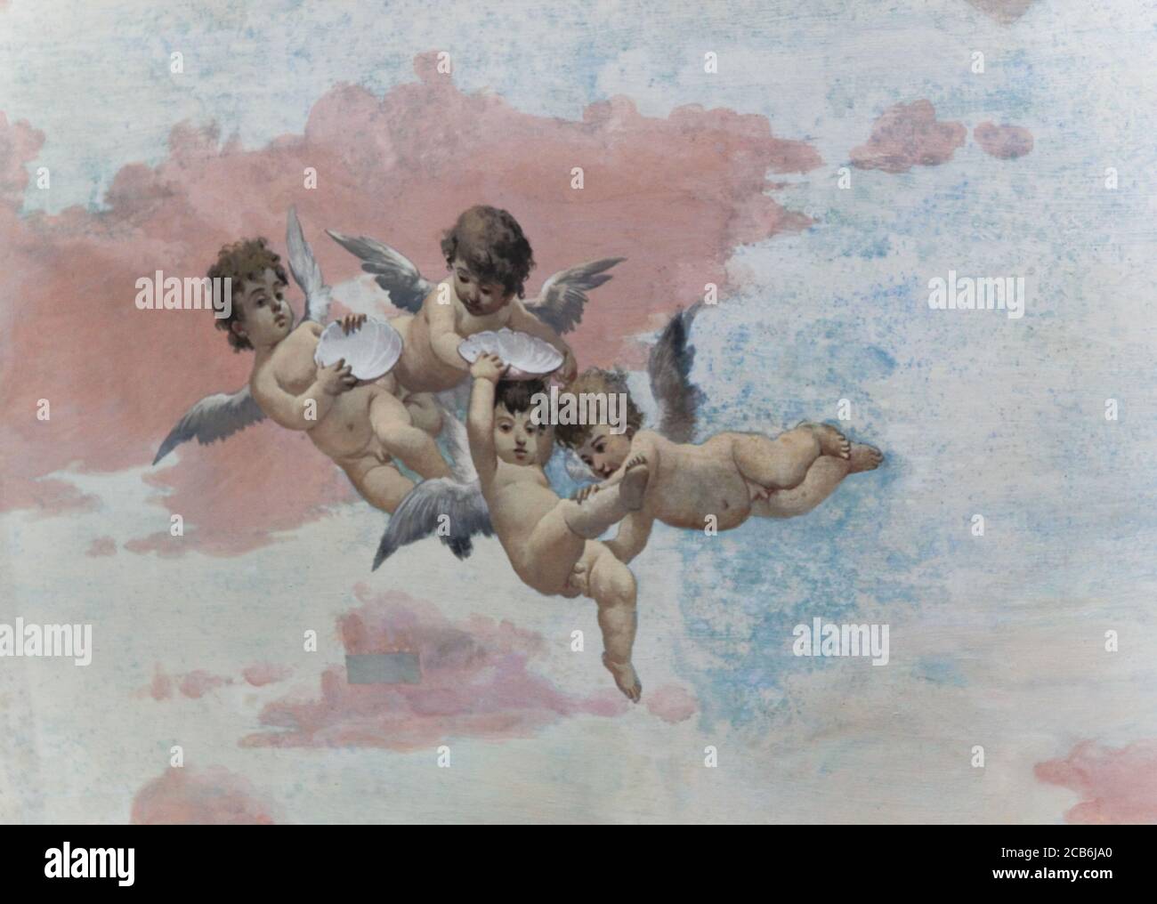 Cherubs from ceiling frieze in Sissi Palace Stock Photo - Alamy
