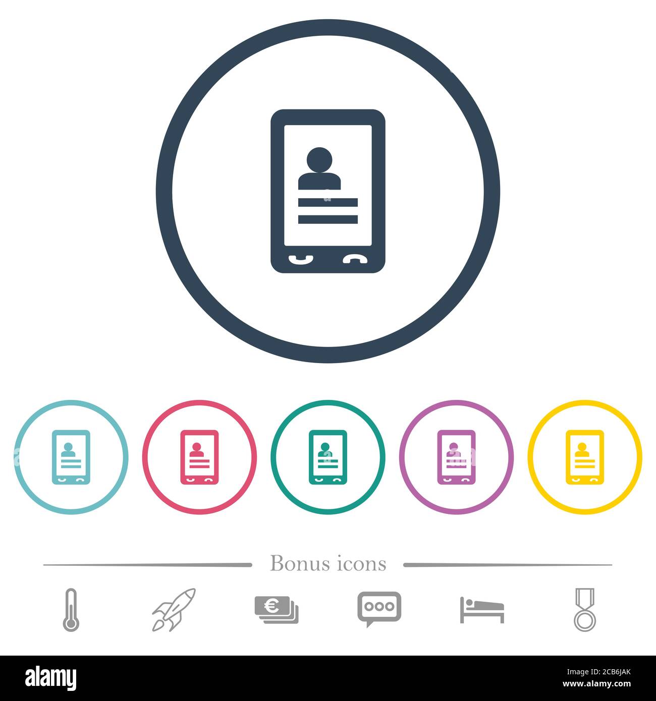 Mobile contacts flat color icons in round outlines. 6 bonus icons included Stock Vector Image ...