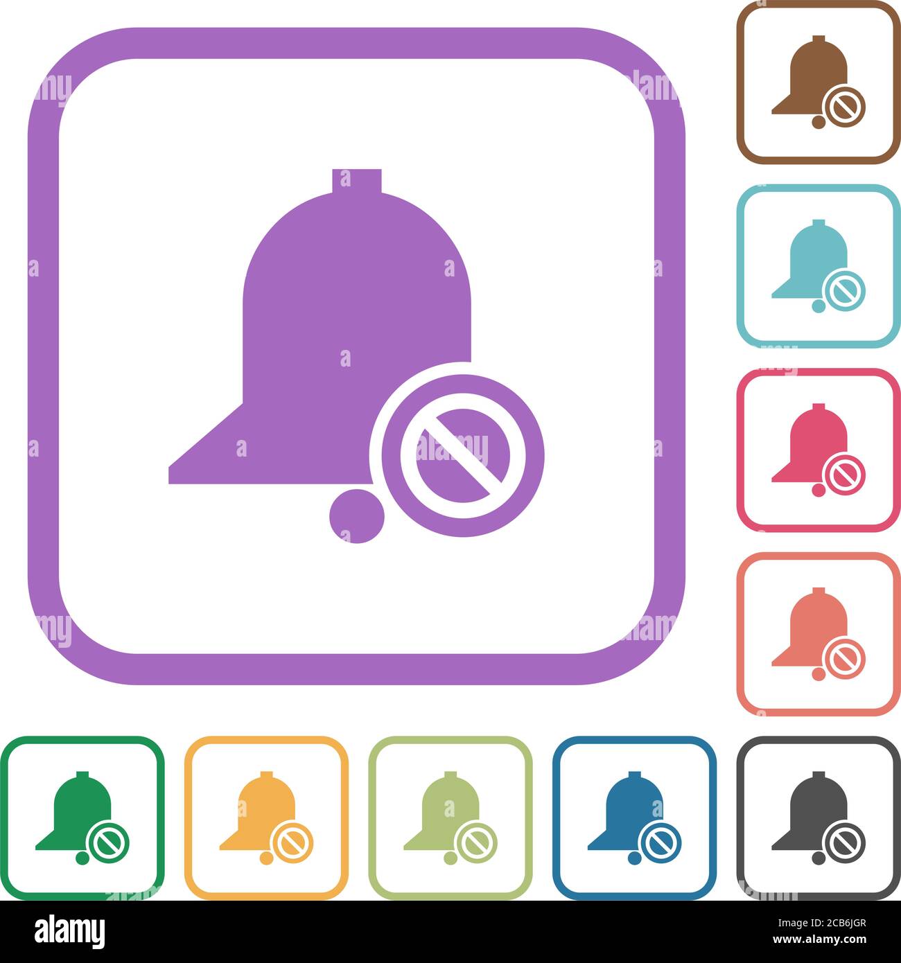 Disable reminder simple icons in color rounded square frames on white ...