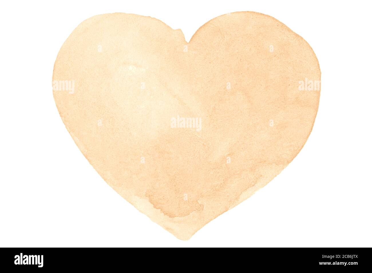 Beige watercolor heart shape, background with clear borders and natural ...
