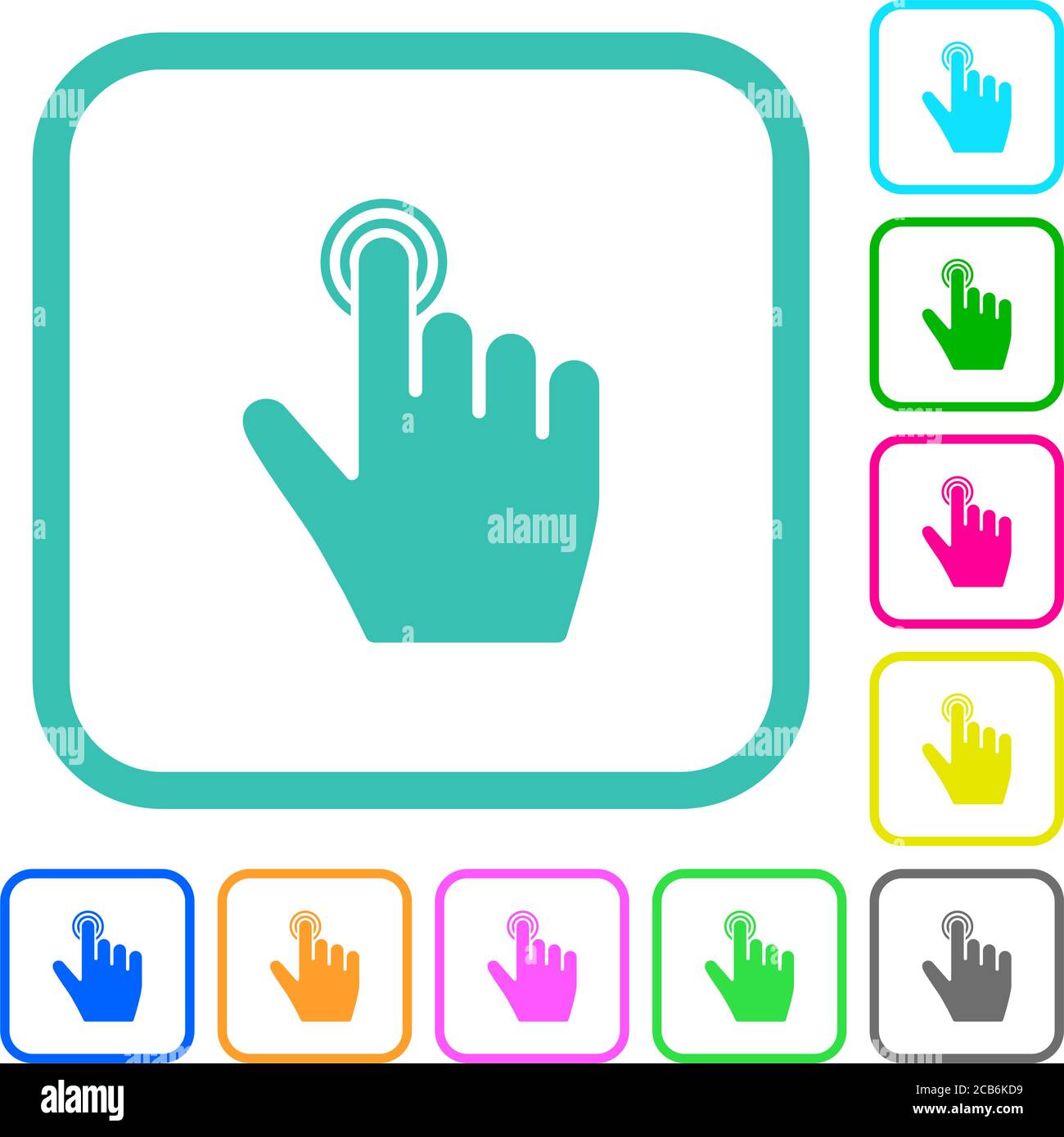 right handed clicking gesture vivid colored flat icons in curved ...