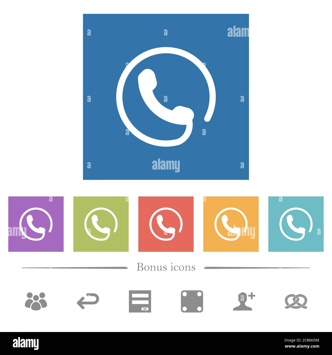 Hotline flat white icons in square backgrounds. 6 bonus icons included ...
